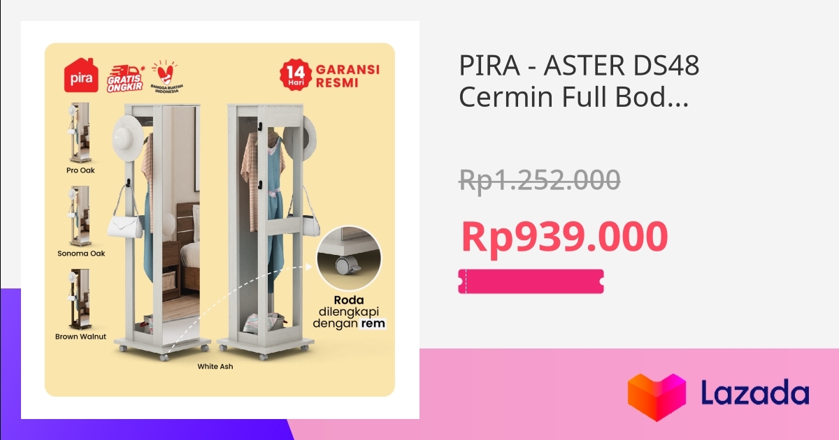 PIRA - ASTER DS48 Cermin Full Body dengan Gantungan Baju