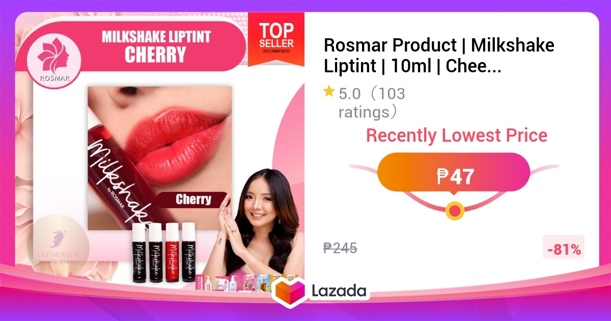Rosmar Product | Milkshake Liptint | 10ml | Cheek & Lip | Lipstain ...