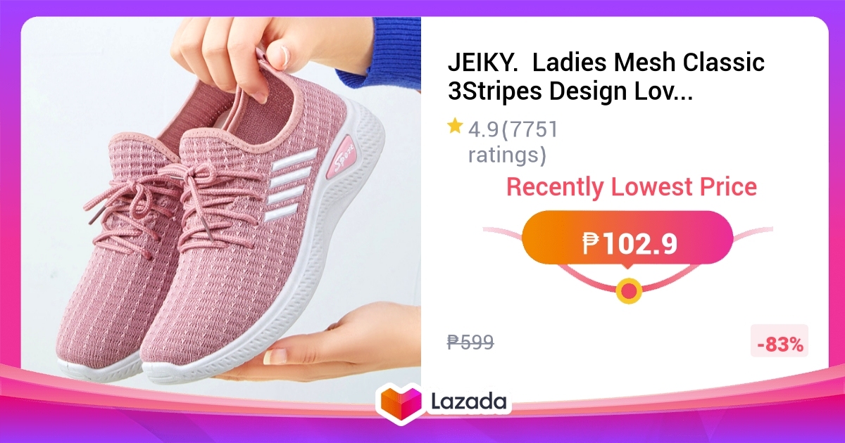 JEIKY. Ladies Mesh Classic 3Stripes Design Love Sports Shoes Running ...