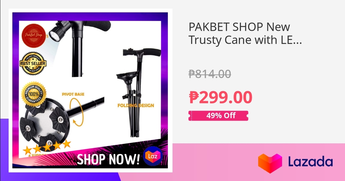 PAKBET SHOP New Trusty Cane with LED Light, Adjustable Walking Stick ...