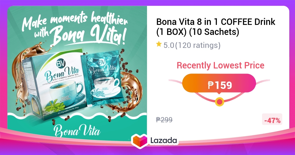 Bona Vita 8 in 1 COFFEE Drink (1 BOX) (10 Sachets)