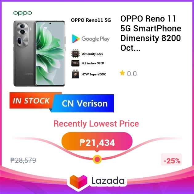OPPO Reno 11 5G SmartPhone Dimensity 8200 Octa Core 6.7 inch 120Hz OLED ...