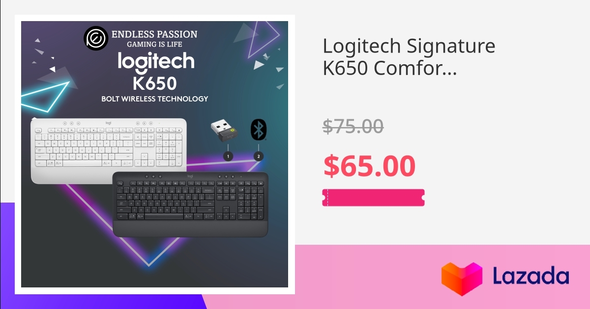 Logitech Signature K650 Comfort Full-Size Wireless Keyboard with Wrist ...