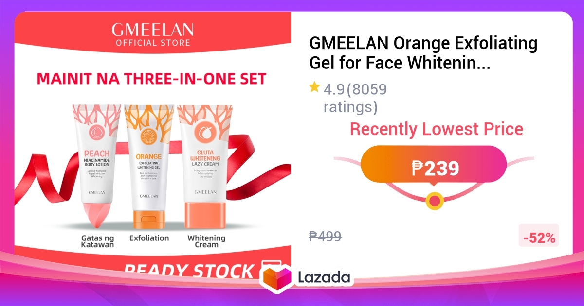 GMEELAN Orange Exfoliating Gel for Face Whitening 50g Facial Body Scrub ...