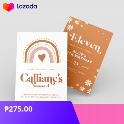 3R/4R-sized Minimalist Boho Theme Birthday Invitation - Simple Bohemian