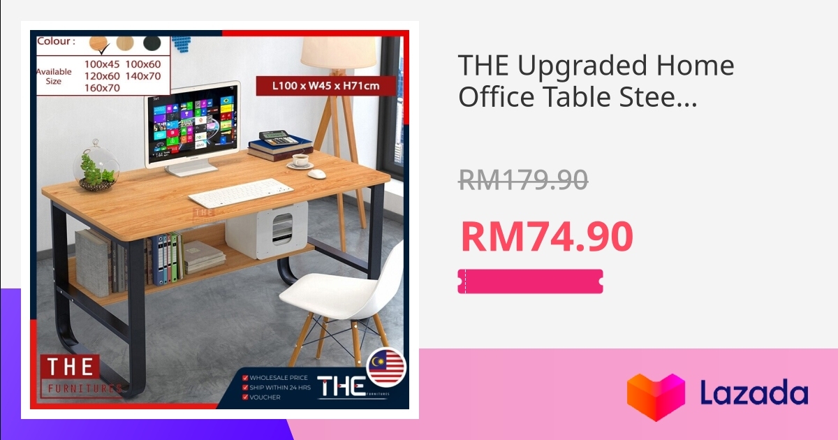 THE Upgraded Home Office Table Steel And Wood Computer Desk With ...