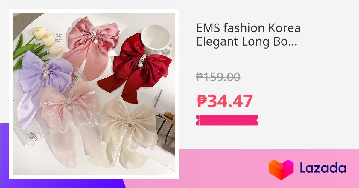 EMS fashion Korea Elegant Long Bow Hairpin Large Ribbon Hair Clip