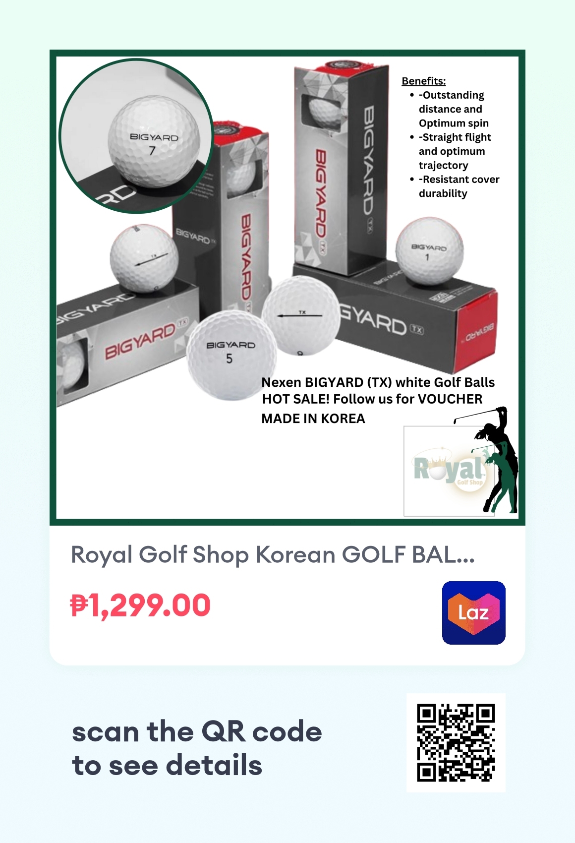 Royal Golf Shop Korean GOLF BALL WHITE Nexen BIGYARD (TX)