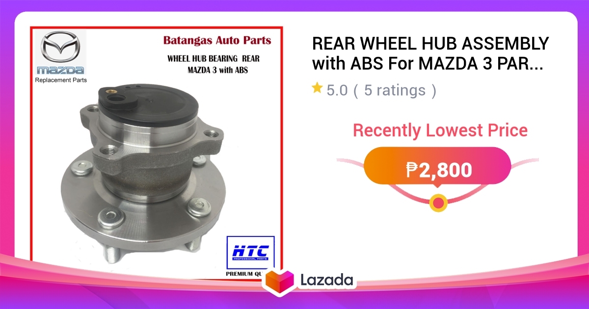 REAR WHEEL HUB ASSEMBLY with ABS For MAZDA 3 PART NO BP4K2615