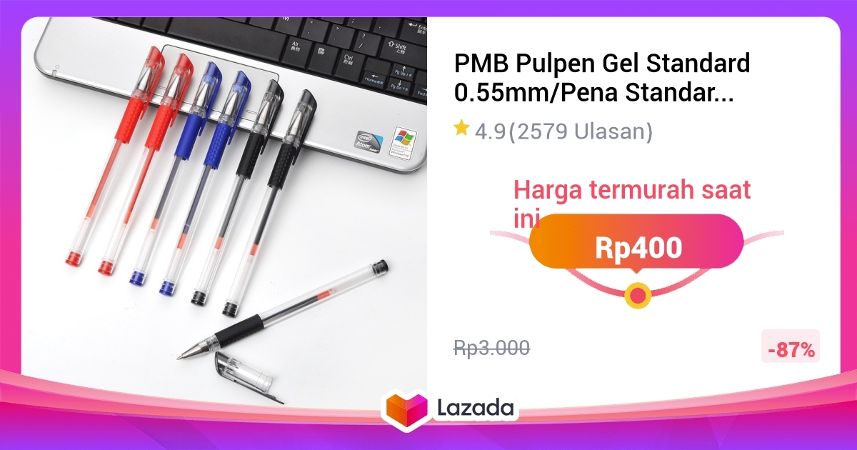 PMB Pulpen Gel Standard 0.55mm/Pena Standard Gel/Bolpoin Cair Alat Tulis Sekolah Import Murah