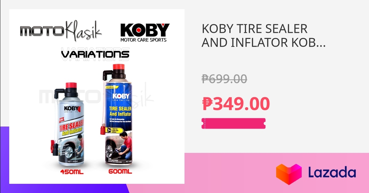 KOBY TIRE SEALER AND INFLATOR KOBY 450ML / 600ML FOR MOTORCYCLE AND CAR