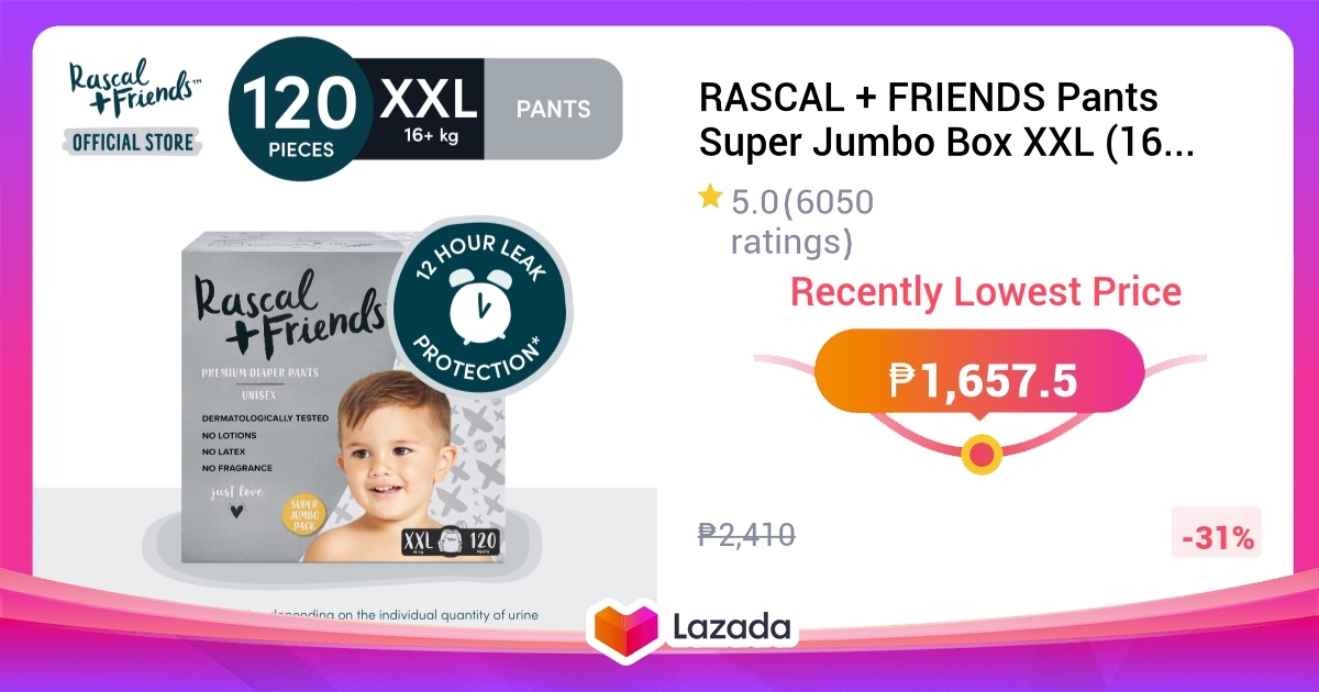 RASCAL + FRIENDS Pants Super Jumbo Box XXL (16+ kgs) - 40 pcs x 3 (120 ...