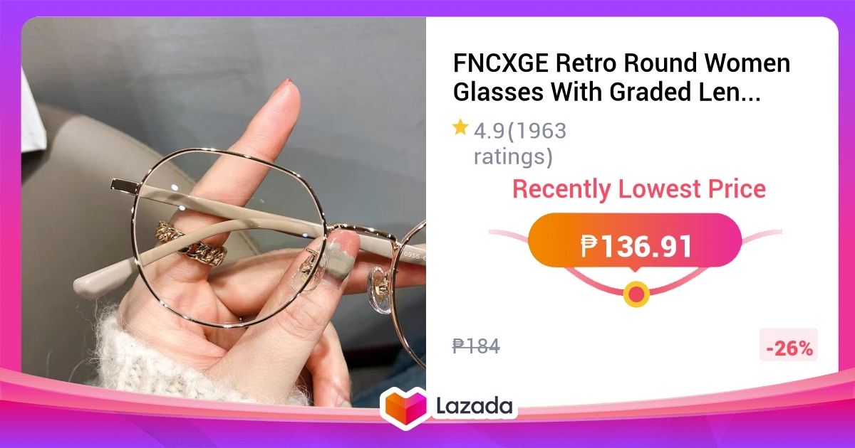 FNCXGE Retro Round Women Glasses With Graded Lens Frame Fashion Brand Designer Clear Anti-Blu ...
