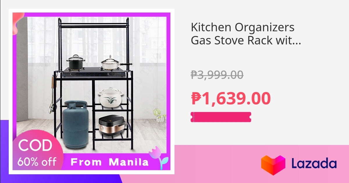 Kitchen Organizers Gas Stove Rack with Spice Racks Double Burner Stove ...