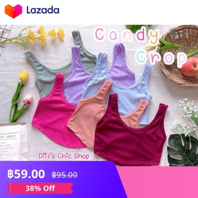 Candy Crop เสื้อครอป รุ่นกล้าม คอยูชายมนโค้ง ตัวเล็กมากๆค่ะ