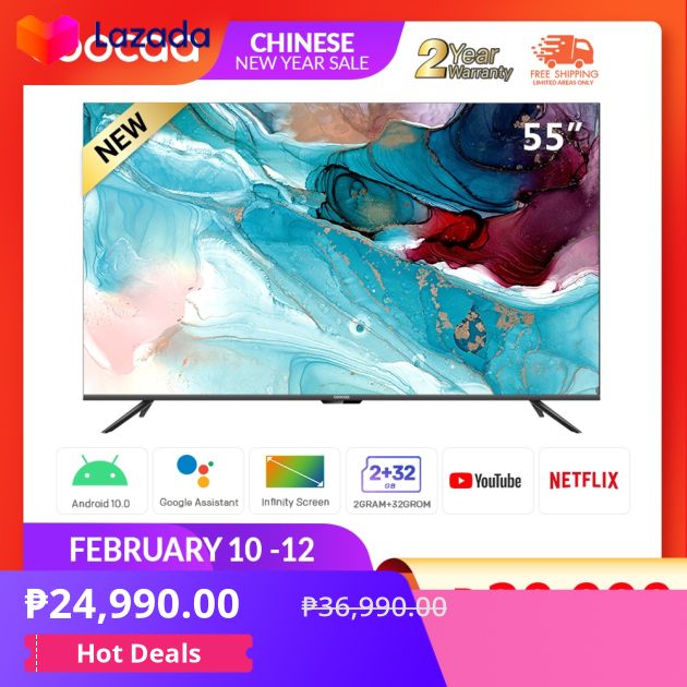 COOCAA NEW [55S6G Pro] 55 Inch 4K Android 10 & Smart Flat screen Ultra ...