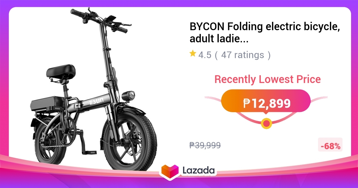 BYCON Folding electric bicycle, adult ladies small portable power ...
