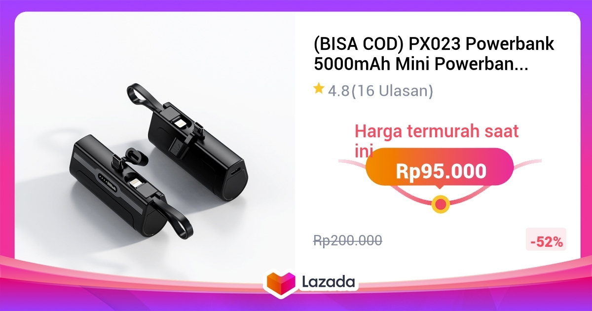 (BISA COD) PX023 Powerbank 5000mAh Mini Powerbank Colokan Utama ...