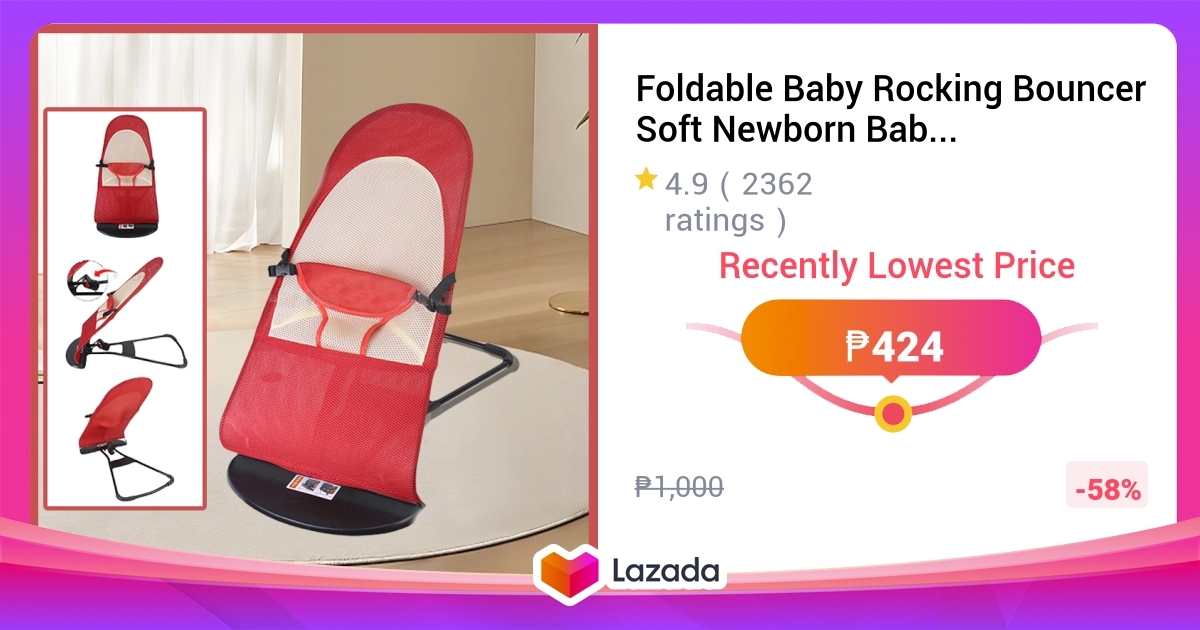 Foldable Baby Rocking Bouncer Soft Newborn Baby Bouncing Chair Baby ...
