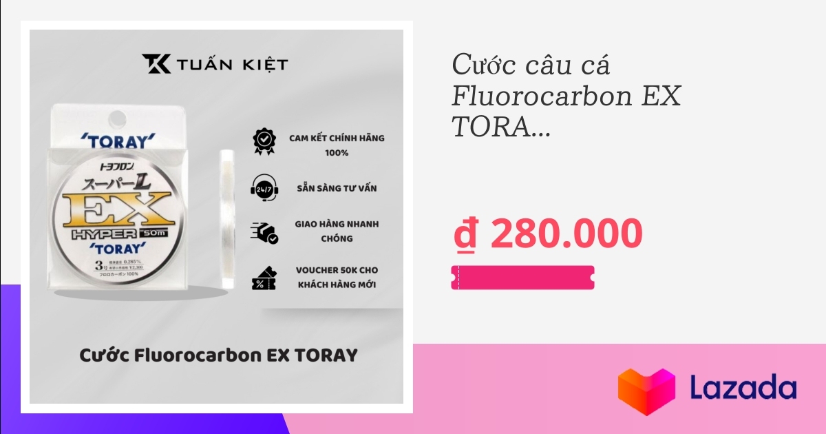 Cước câu cá Fluorocarbon EX TORAY chuyên thẻo 50M - Tuấn Kiệt Fishing Official Store
