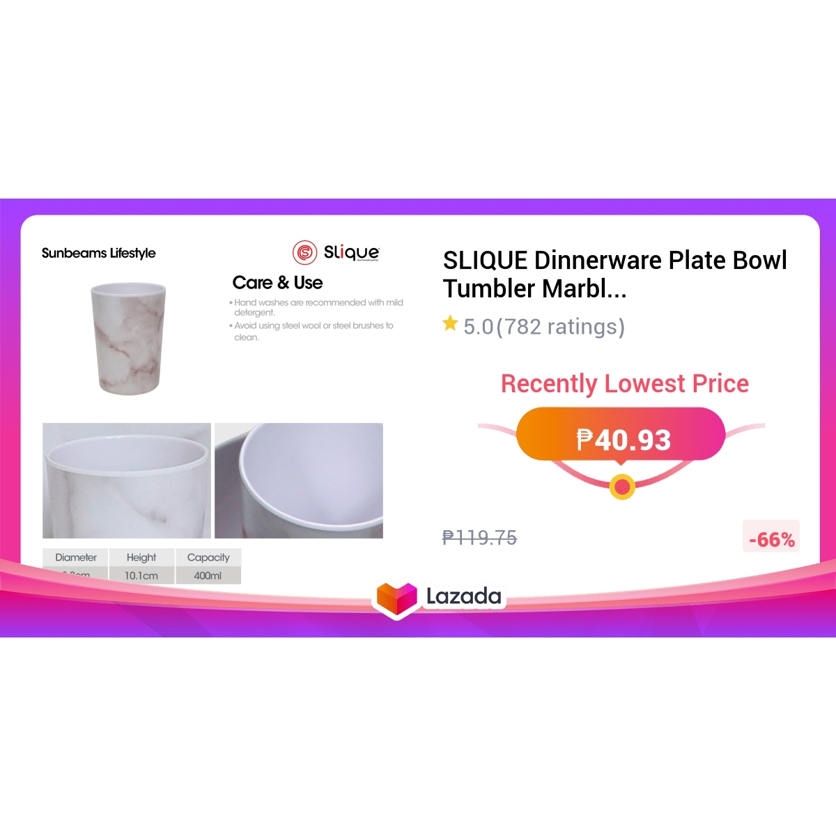 SLIQUE Dinnerware Plate Bowl Tumbler Marble Design PP Dinnerware ...