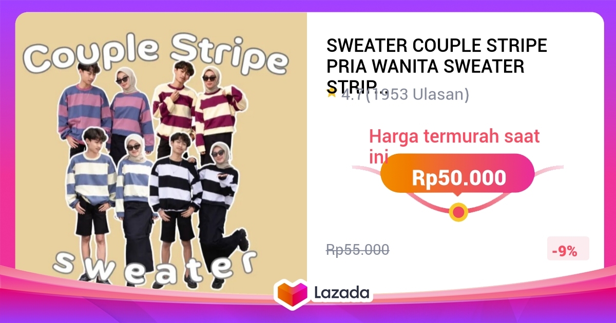SWEATER COUPLE STRIPE PRIA WANITA SWEATER STRIPE VIRAL-SWEATER CUPLE ...