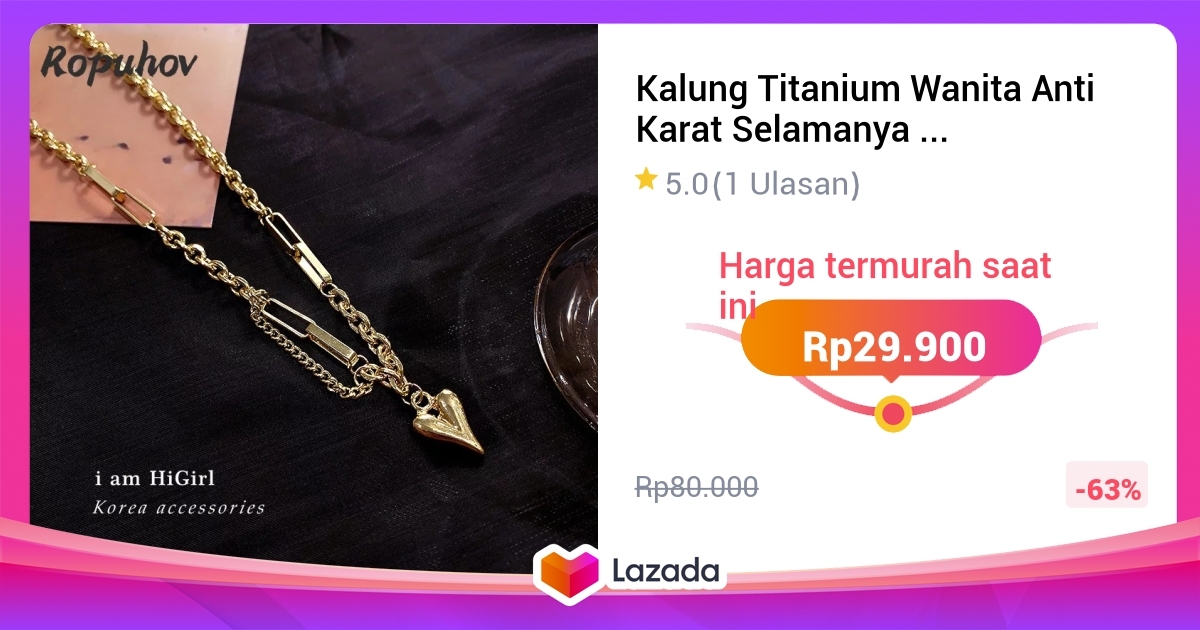 Kalung Titanium Wanita Anti Karat Selamanya / Kalung Titanium Wanita ...