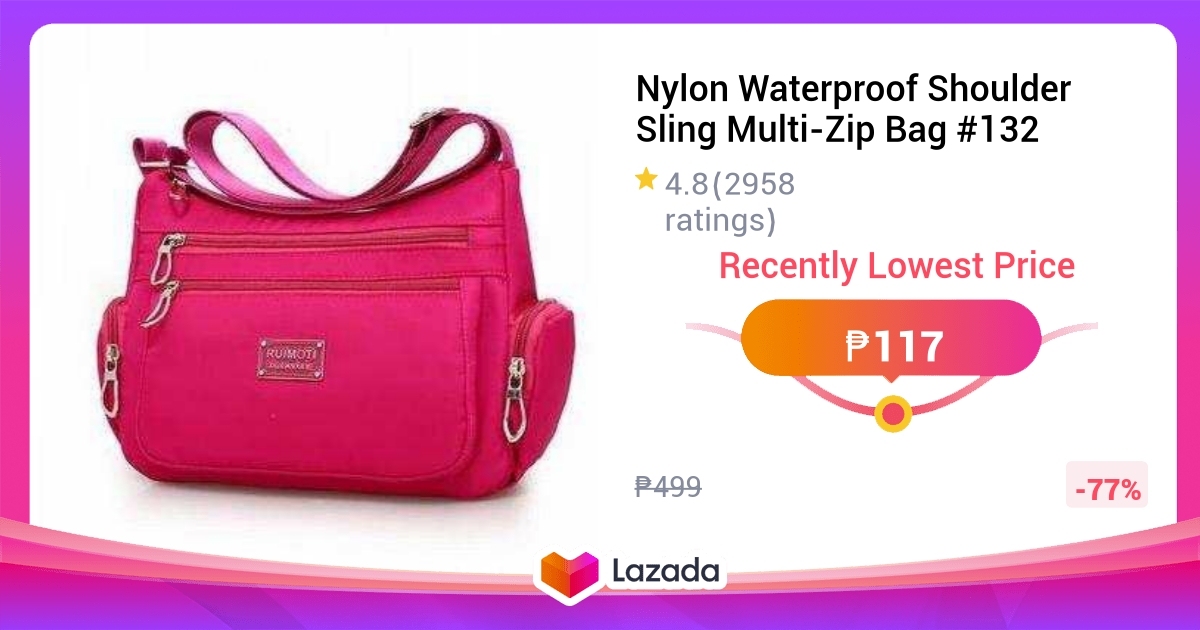 Nylon Waterproof Shoulder Sling Multi-Zip Bag #132