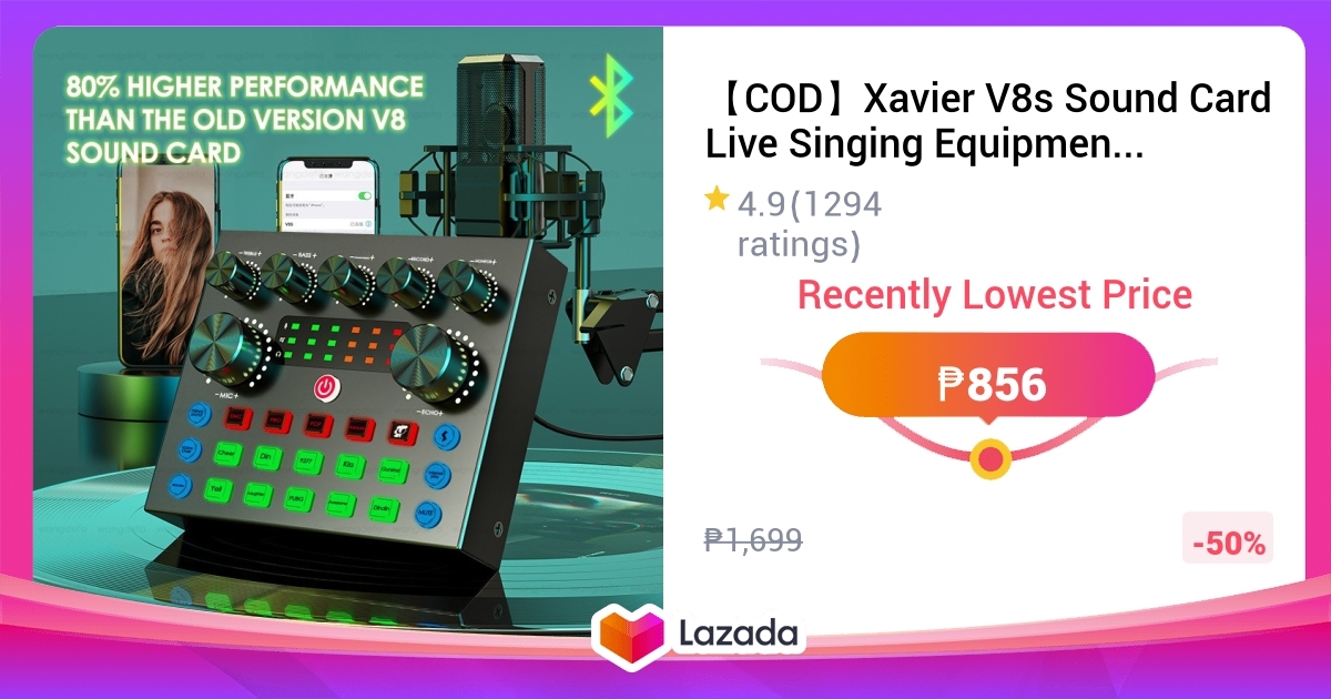 【COD】Xavier V8s Sound Card Live Singing Equipment Audio Mixer Streaming Bluetooth Sound Effects ...