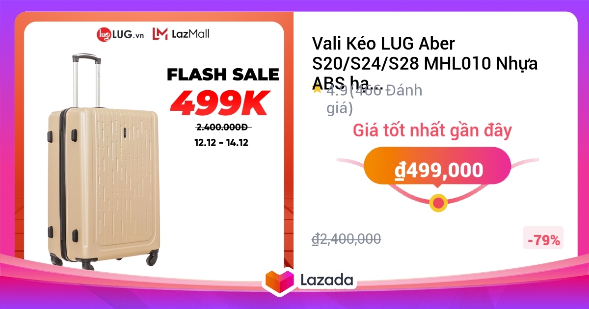 Vali Kéo LUG Aber S20/S24/S28 MHL010 Nhựa ABS hạn chế trầy xước, Khóa ...
