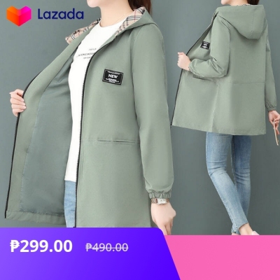 High Quality Jacket for Women Mid-Length Windbreaker Coat Double Layer Hooded Jacket Korean ...