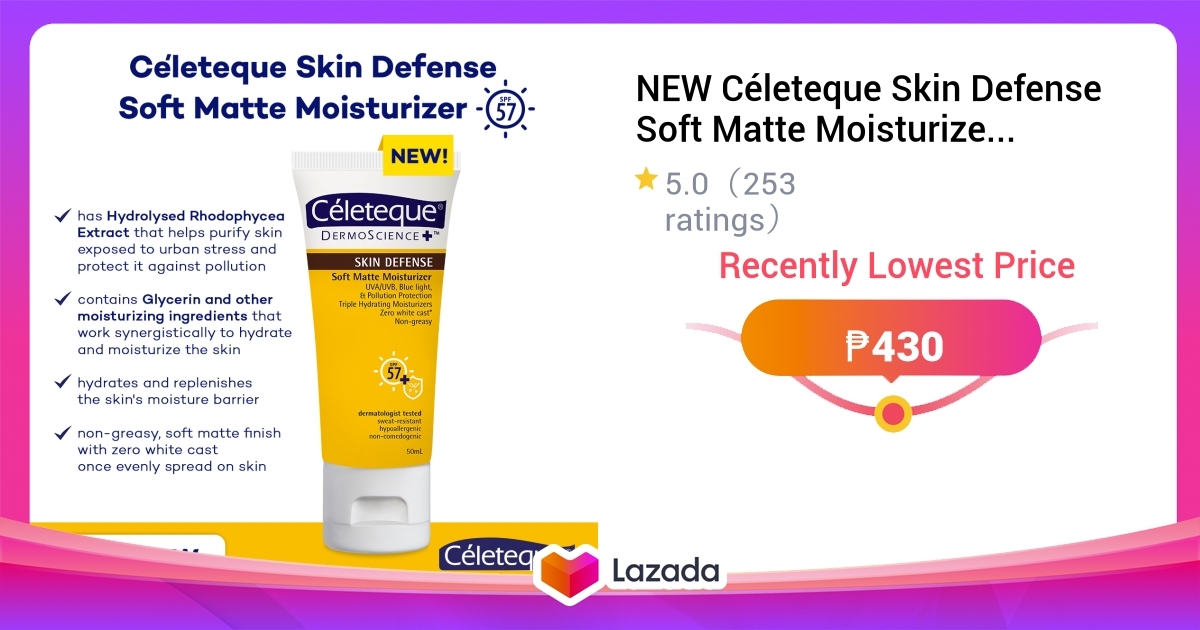 NEW Céleteque Skin Defense Soft Matte Moisturizer SPF57 UVA/UVB ...