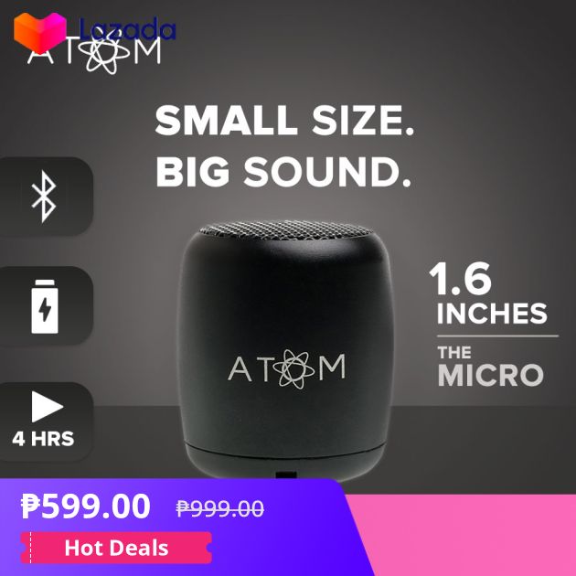 Atom Micro Portable Bluetooth Speaker (Black)