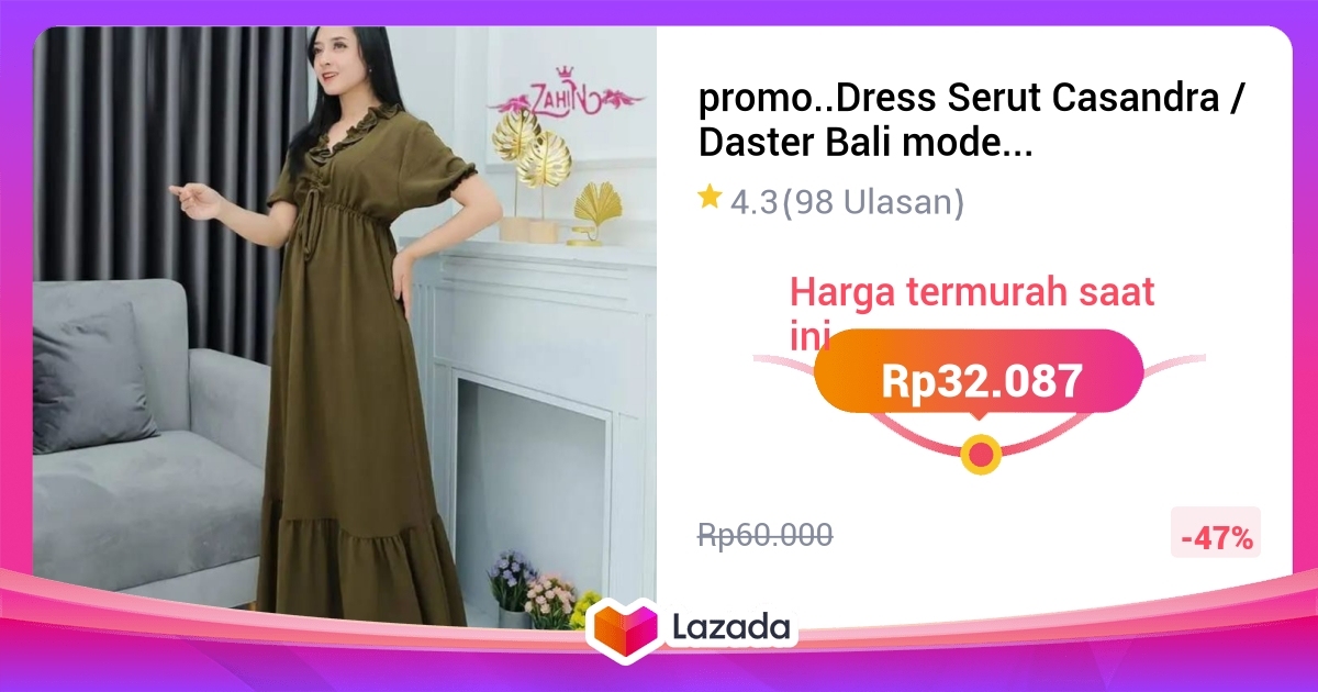 promo..Dress Serut Casandra / Daster Bali model masa kini