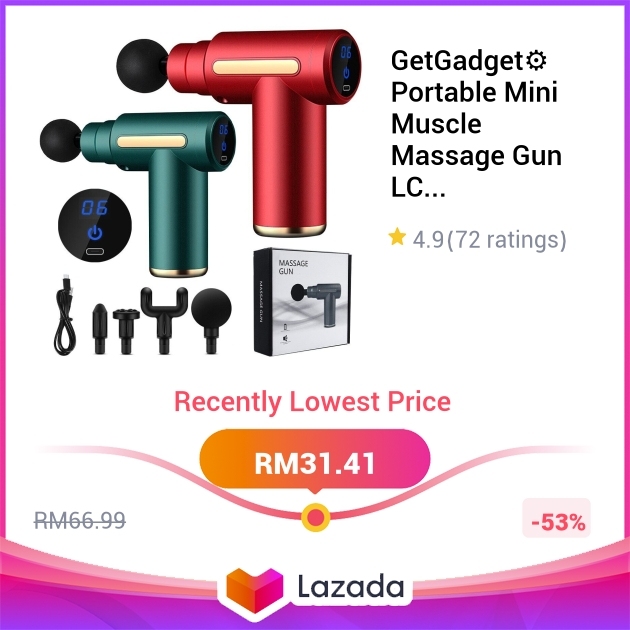 GetGadget⚙ Portable Mini Muscle Massage Gun LCD Compact and Silent Muscle Relaxation Vibration ...