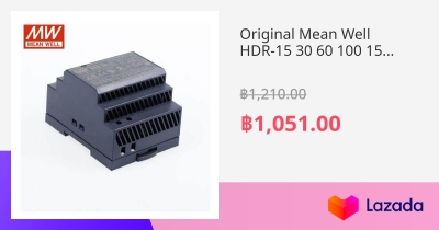 Original Mean Well HDR-15 30 60 100 150 Series DC 5V 12V 15V 24V 48V Meanwell Ultra Slim รูปร่าง ...