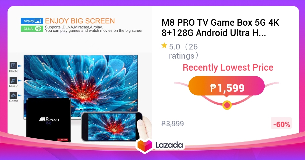 M8 PRO TV Game Box 5G 4K 8+128G Android Ultra HD TV Box+Android TV Box GAME BOX 4K 20,000 Games ...