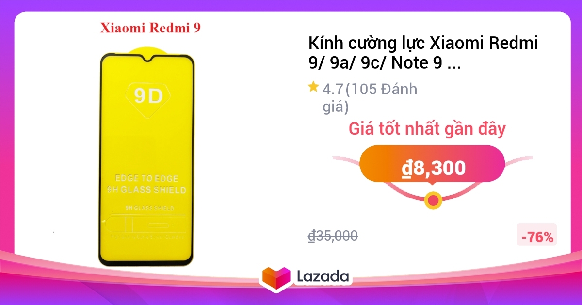 Kính cường lực Xiaomi Redmi 9/ 9a/ 9c/ Note 9 / Note 9s/ Note 9 Pro ...