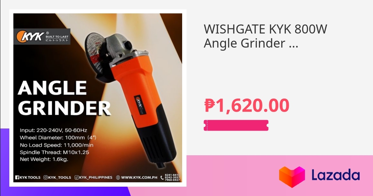 WISHGATE KYK 800W Angle Grinder 4 Inches (Authentic)