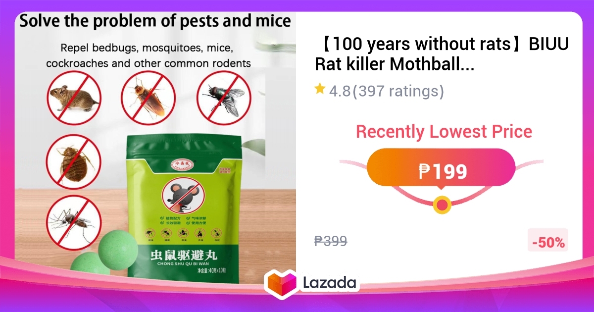 【100 years without rats】BIUU Rat killer Mothballs For Rats Powerful Non ...