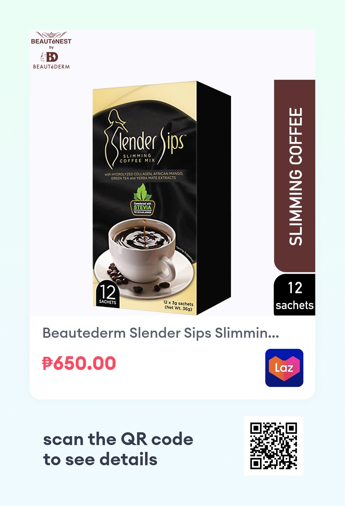 Beautederm Slender Sips Slimming Coffee (12 Sachets)