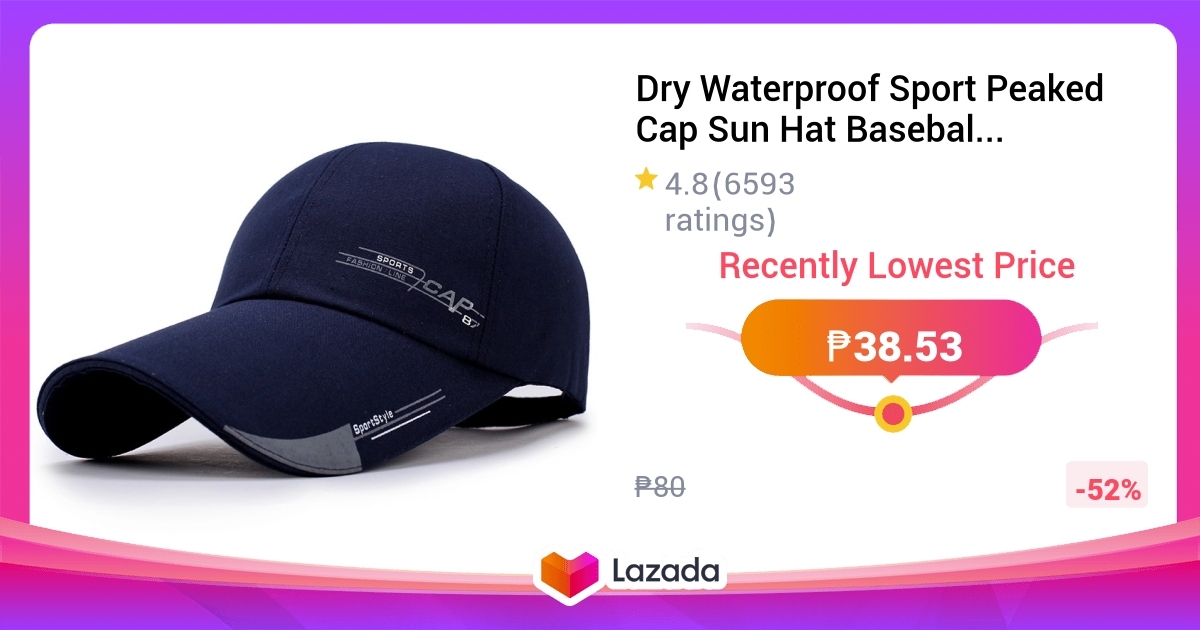 Dry Waterproof Sport Peaked Cap Sun Hat Baseball Caps Women Men Street ...