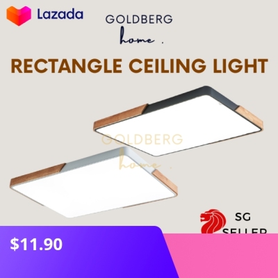 Mariko Nordic Rectangle 45W 90W LED Ceiling Light - Black White Wooden ...