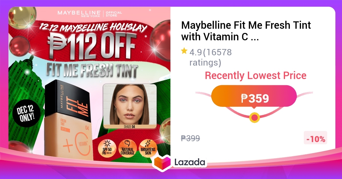 Maybelline Fit Me Fresh Tint with Vitamin C - Skin Tint, Sunscreen SPF 50PA+++, BB Cream ...