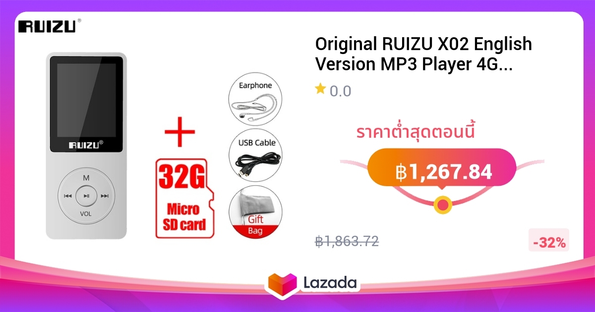 Original RUIZU X02 English Version MP3 Player 4GB 8GB 16GB Music Player ...