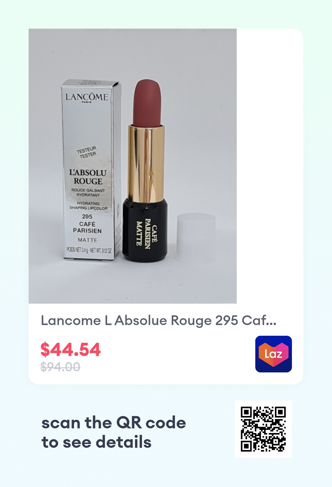 Lancome L Absolue Rouge 295 Cafe Parisien 3.4g Unused Tester