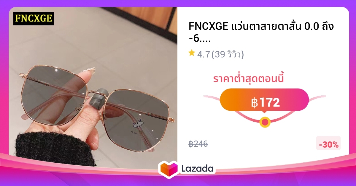FNCXGE แว่นตาสายตาสั้น 0.0 ถึง -6.0 สำหรับบุรุษและสตรี สไตล์เกาหลี แว่นกรองแสงเปลี่ยนสี แฟชั่น ...