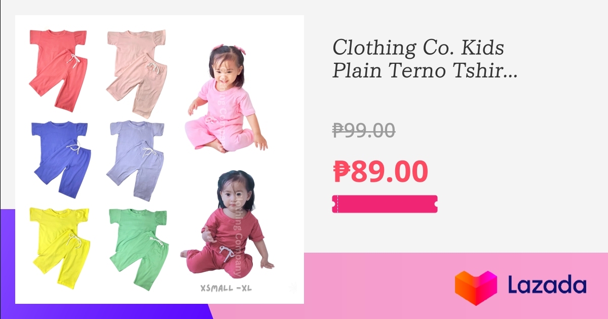 Clothing Co. Kids Plain Terno Tshirt Pajama / Unisex Minimalist ...