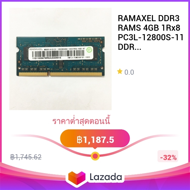 RAMAXEL DDR3 RAMS 4GB 1Rx8 PC3L-12800S-11 DDR3 4GB 1600MHz Laptop memory