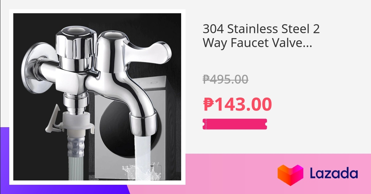 304 Stainless Steel 2 Way Faucet Valvet Bibcock Faucet 1 in 2 out Head ...